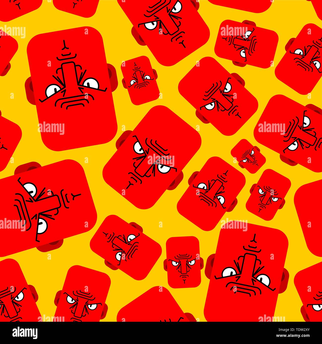 Angry face red pattern seamless. Evil emotion background. Dissatisfied ...