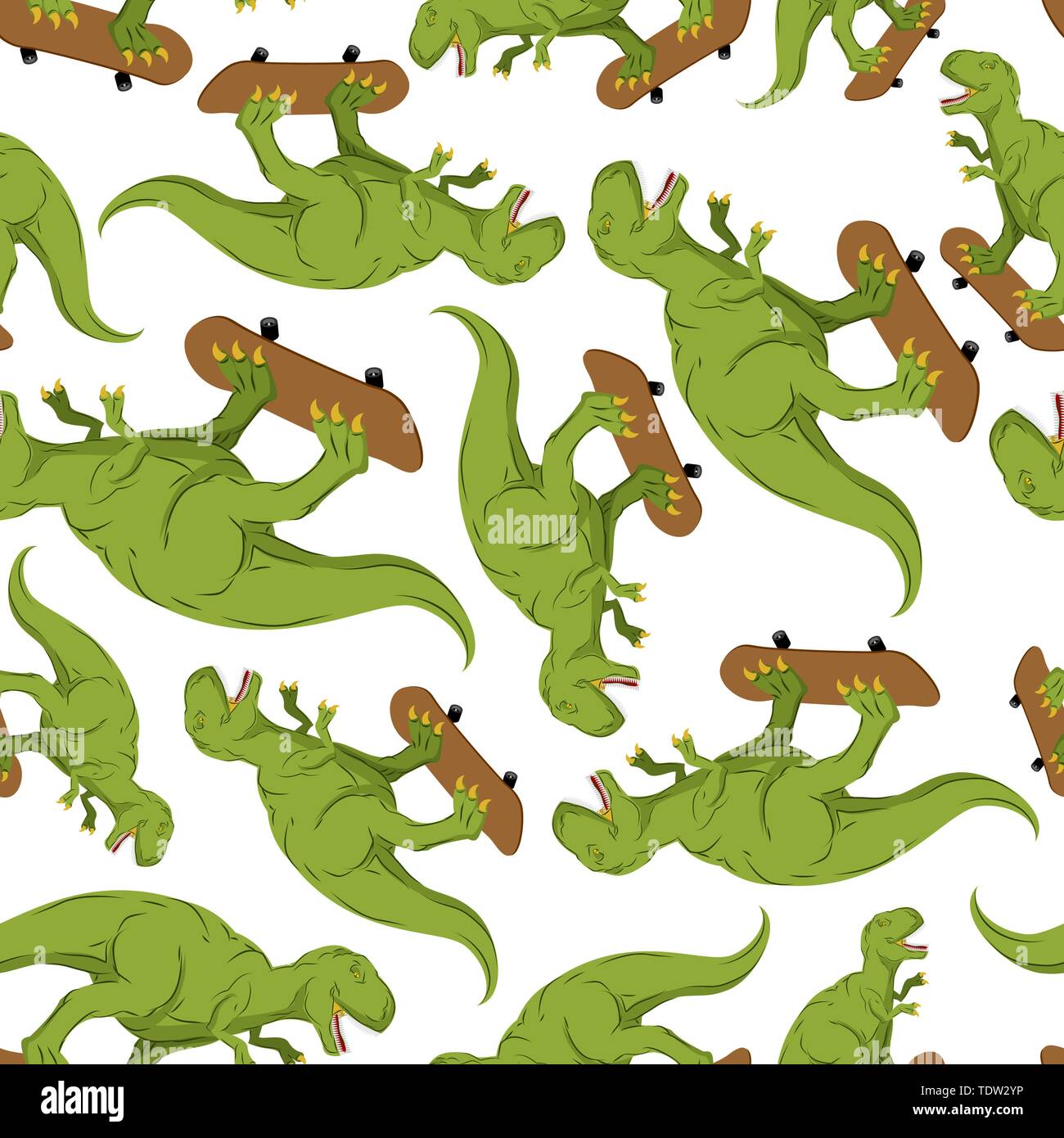 Tyrannosaurus on skateboard pattern seamless. Dino Skateboarder ...