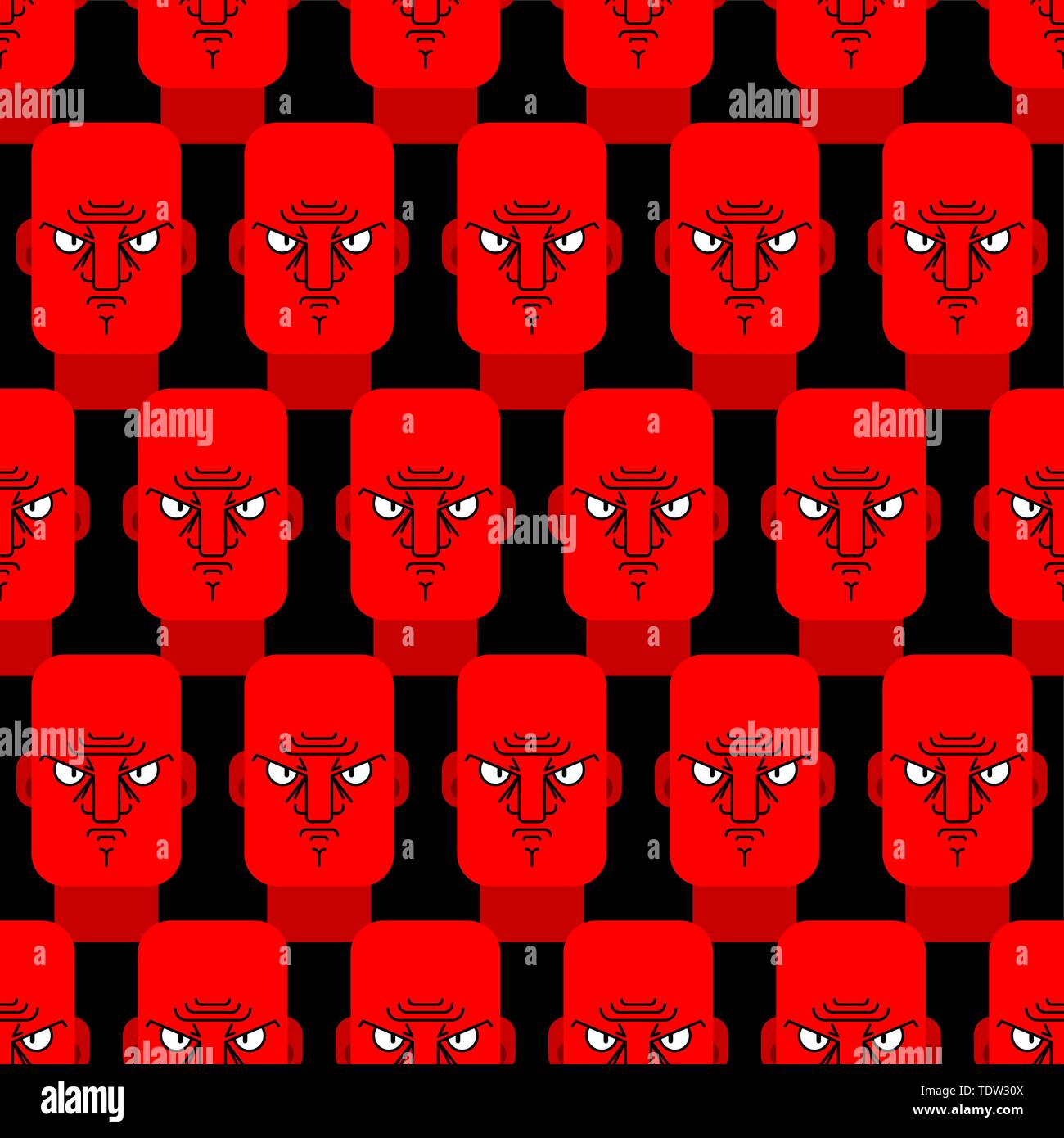Angry face red pattern seamless. Evil emotion background. Dissatisfied ...