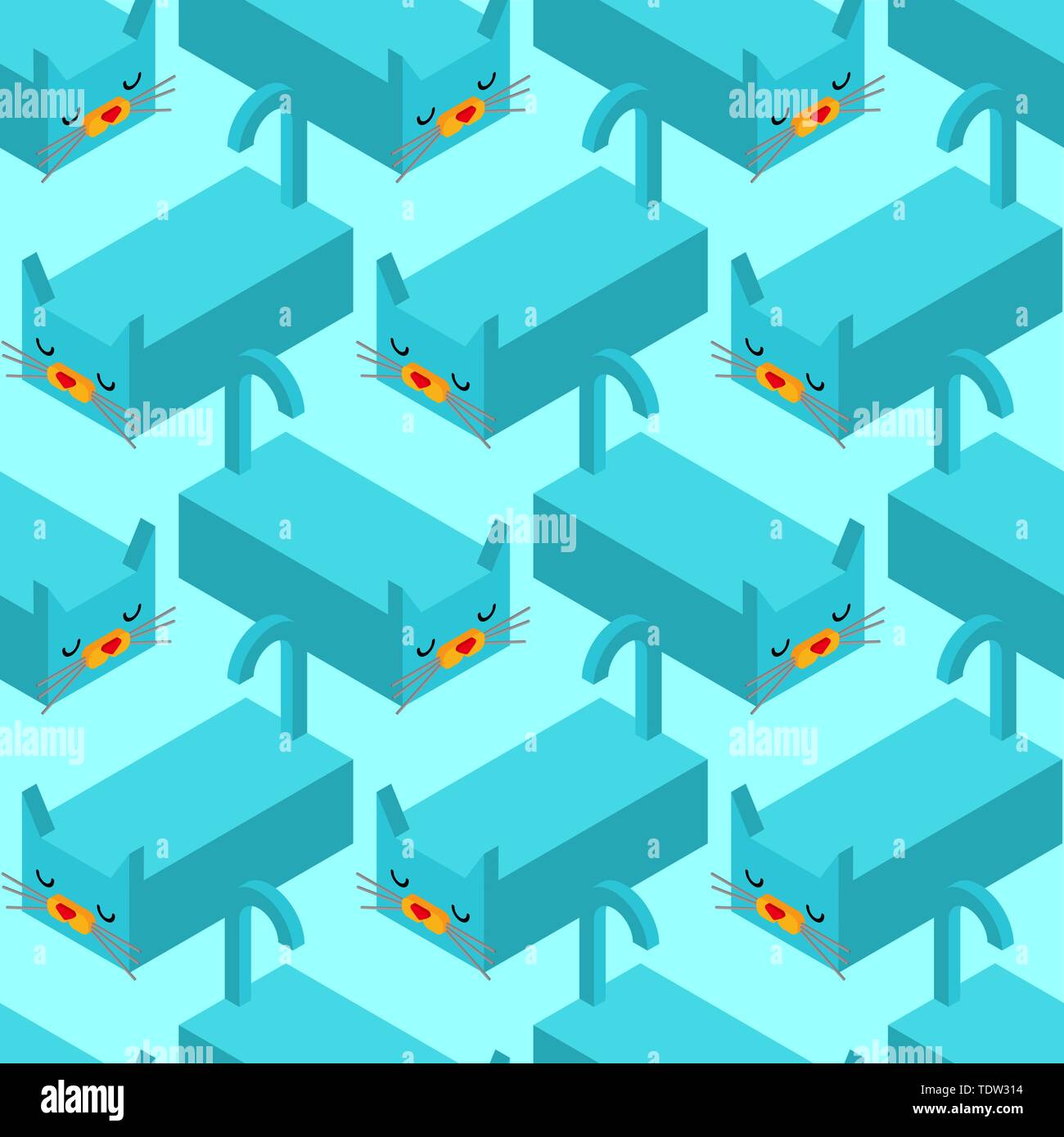 Isometric Cat pattern seamless. Geometric pet background. 3D Animal ...