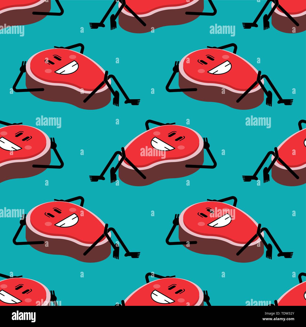 Steak happy pattern seamless. cartoon piece of meat background. Vector ...