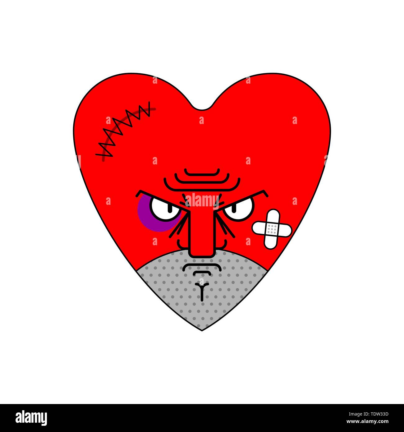 Angry love. Evil heart. Dissatisfied amur. Vector illustration Stock ...