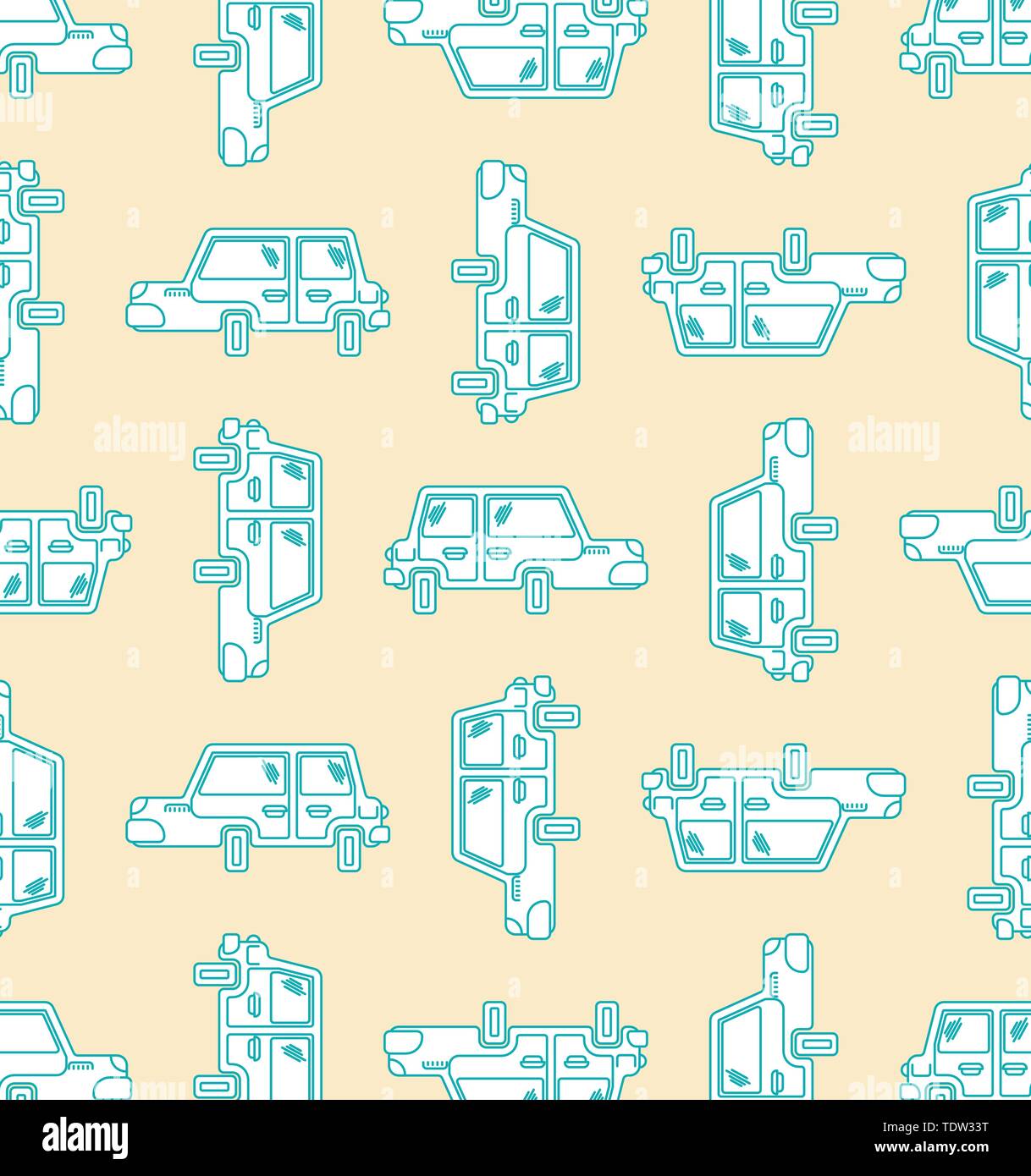 Cartoon car pattern seamless. machine Childrens style background Stock ...