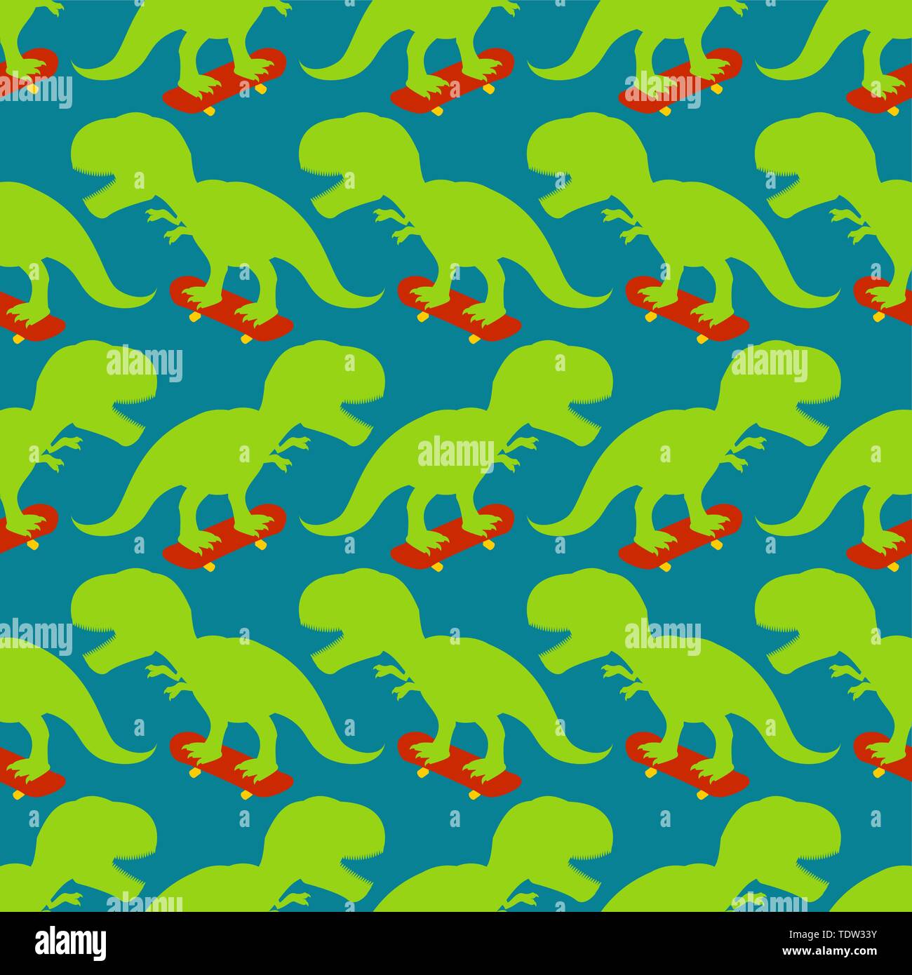 Tyrannosaurus on skateboard pattern seamless. Dino Skateboarder ...