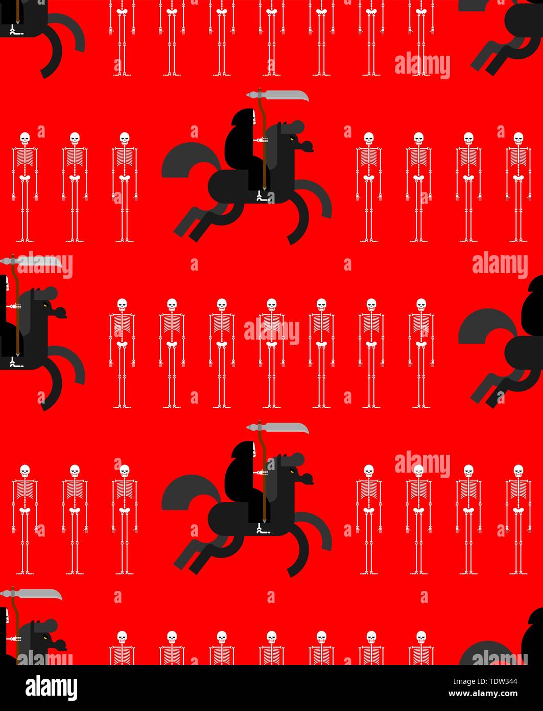 Afterlife pattern seamless. Grim Reaper and skeleton background. vector ...