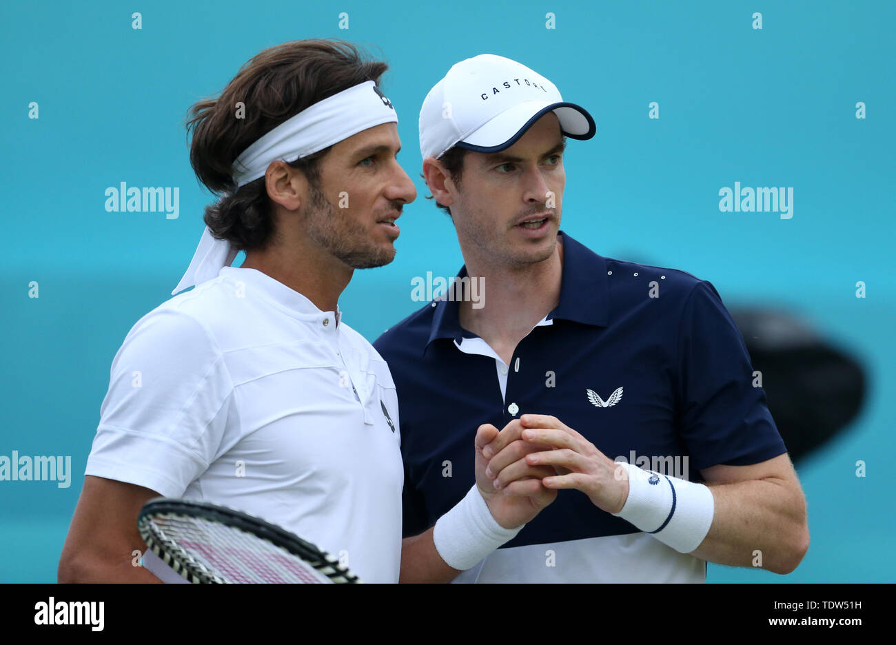Andy Murray and Feliciano Lopez during their doubles match on day four ...