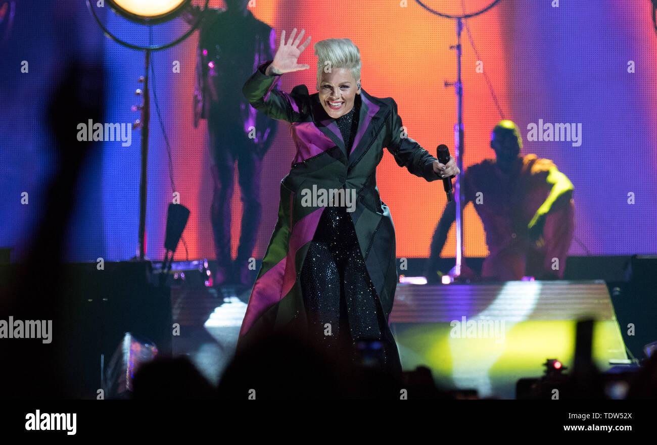 Pink performs on stage millenium stadium hi-res stock photography and ...