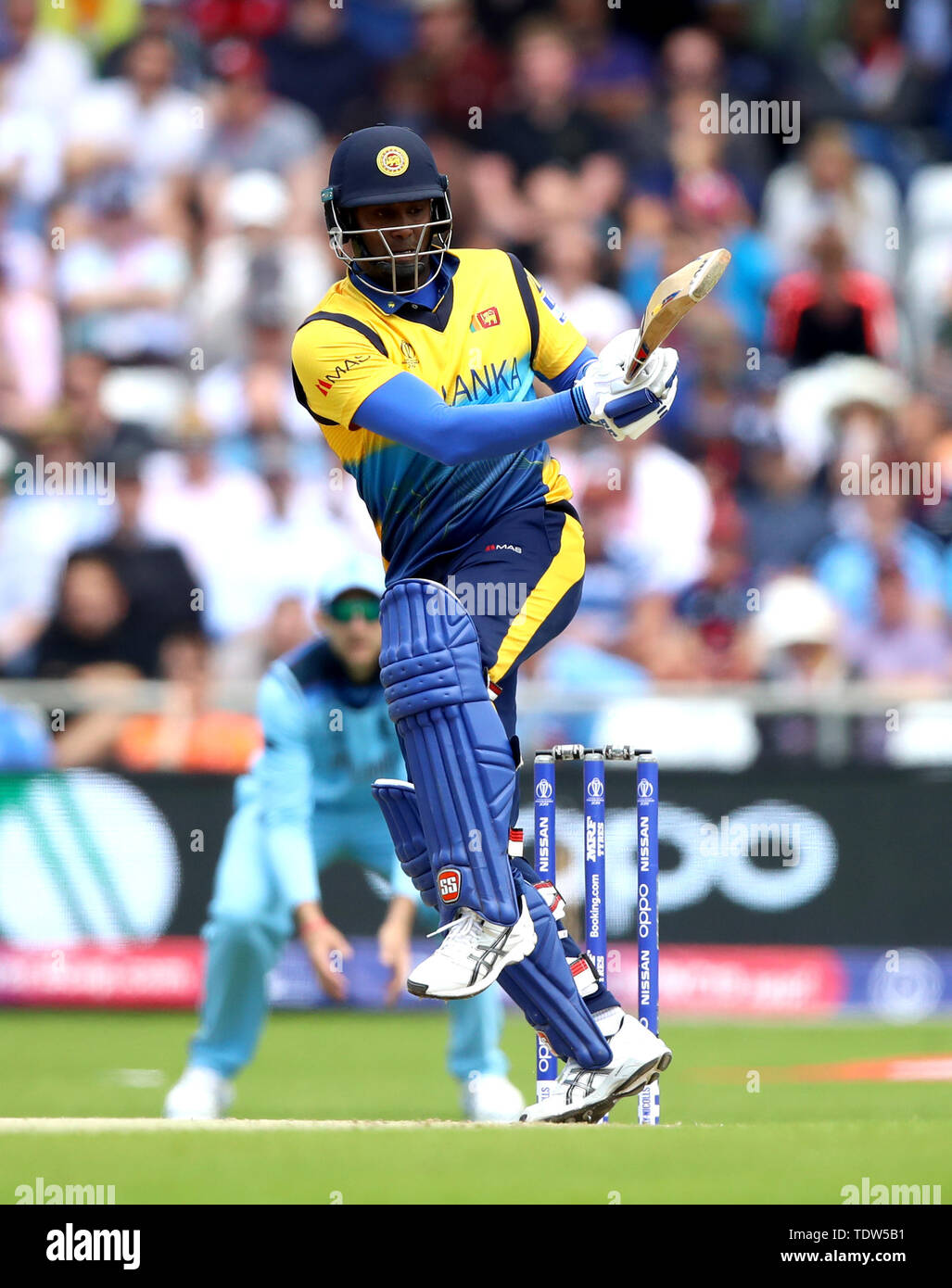 Sri Lanka's Angelo Mathews bats during the ICC cricket World Cup group ...