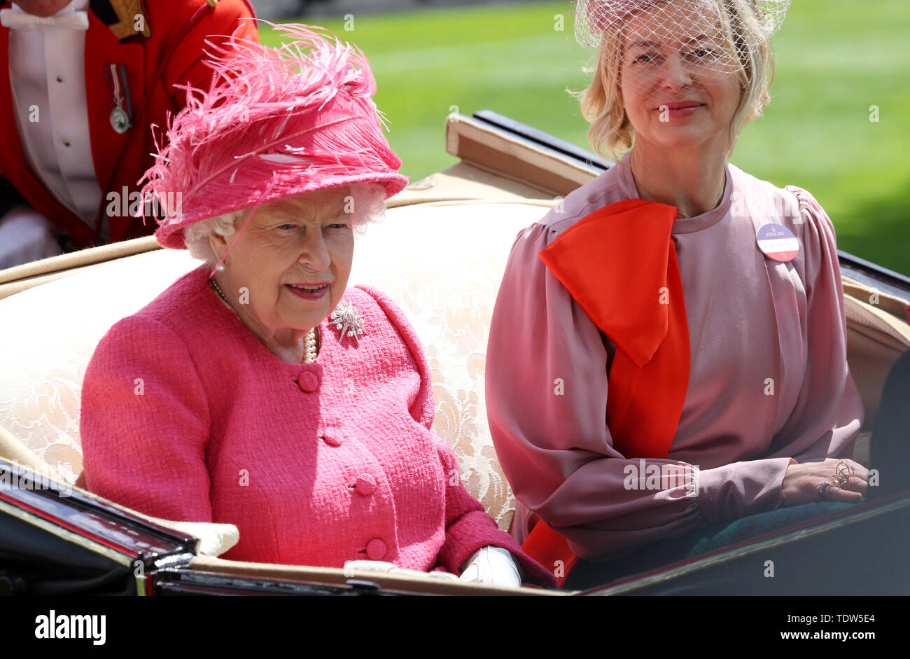 Queen Elizabeth II and Lady Helen Taylor arrive by carriage during day ...