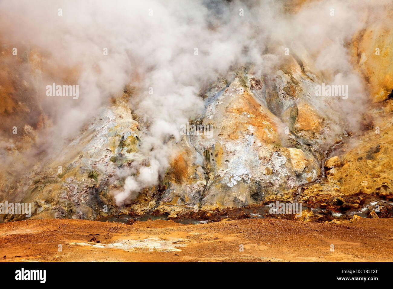 hot springs of geothermal area Hveradalir, Iceland, Kerlingarfjoell ...