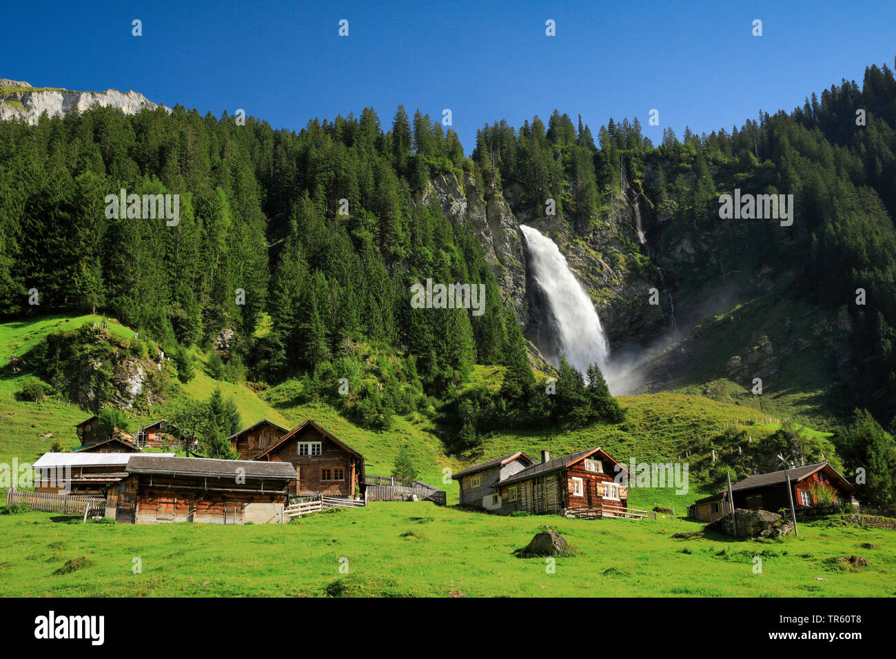 waterfall Staeubifall in Unterschaechen, Switzerland, Uri, Alp Aesch ...