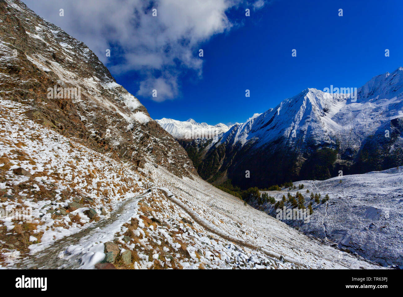 mountain panoramic view at the way to the Alpe Lauson, Refugio Sella ...