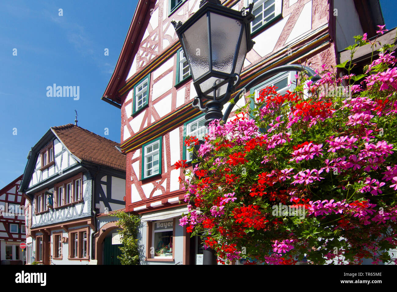 half-timbered house at market place, Germany, Hesse, Seligenstadt Stock ...