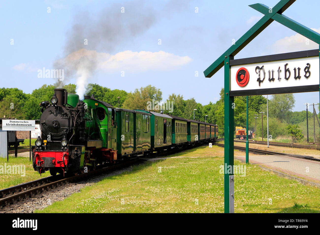 steam engine Rasender Roland at the train station Putbus, Germany ...