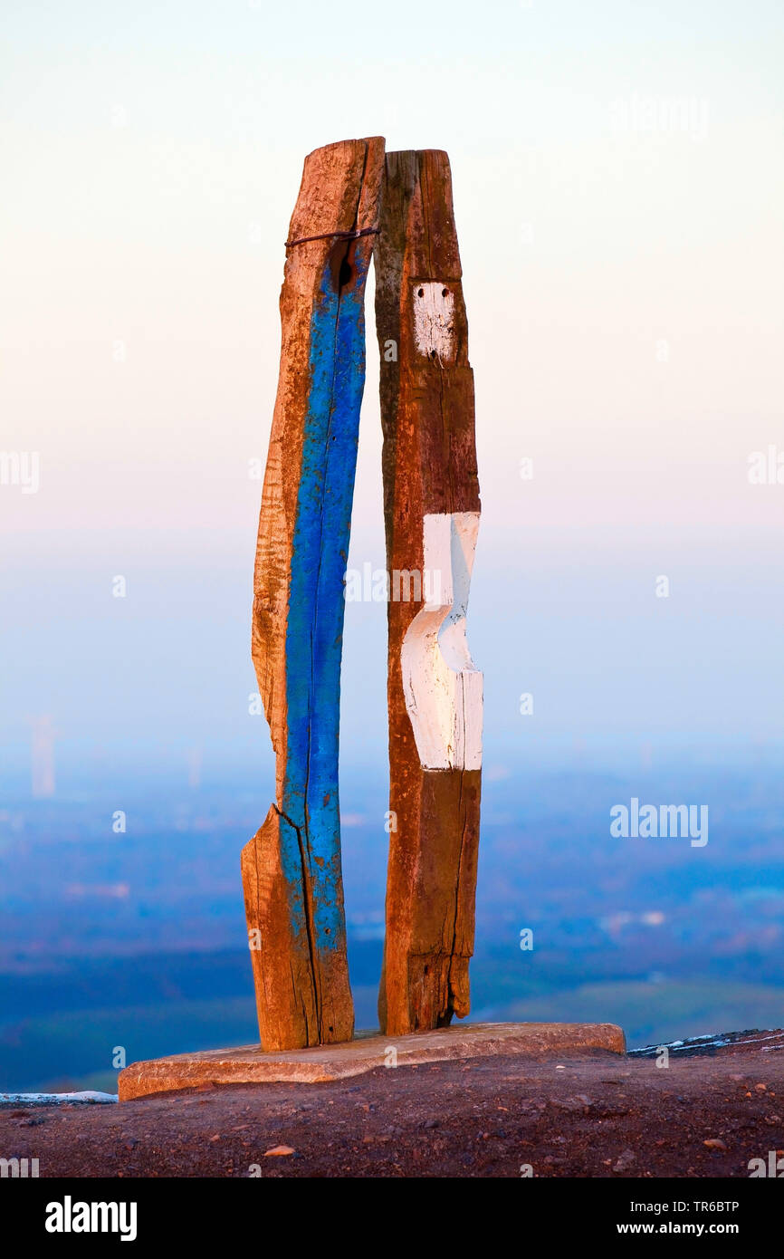 installation 'Totems' on the peak of the heap Haniel, Germany, North ...
