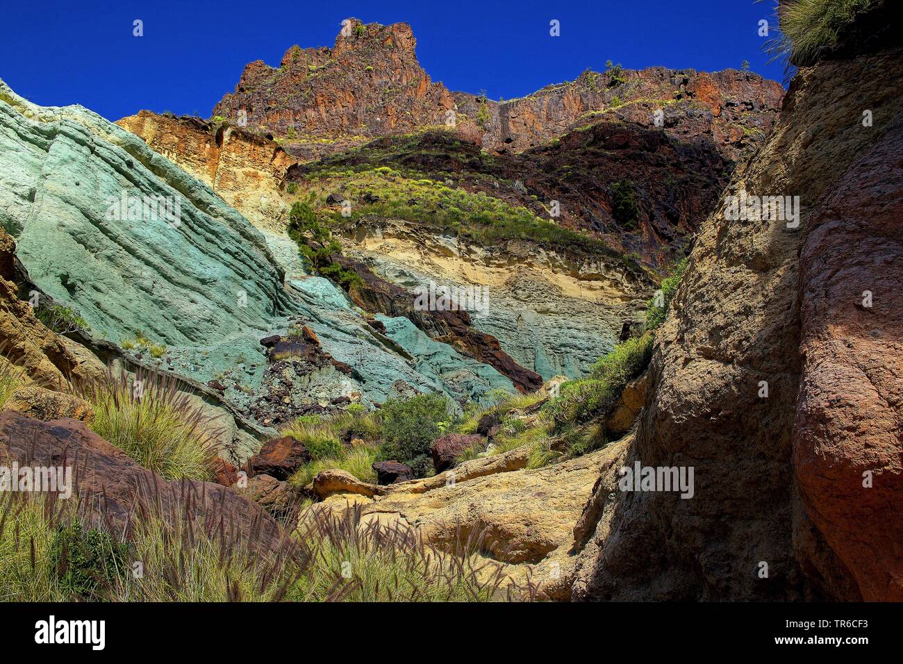 colorful rock formations Azulejos, Canary Islands, Gran Canaria ...
