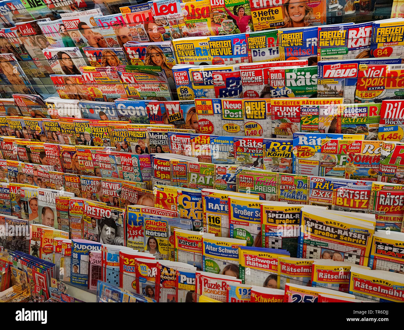 magazines in an station bookshop, Germany Stock Photo - Alamy
