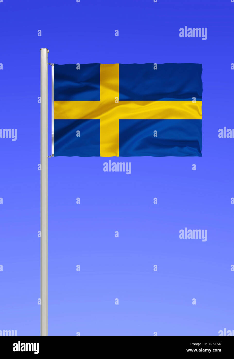 flag of Sweden against blue sky, Sweden Stock Photo - Alamy