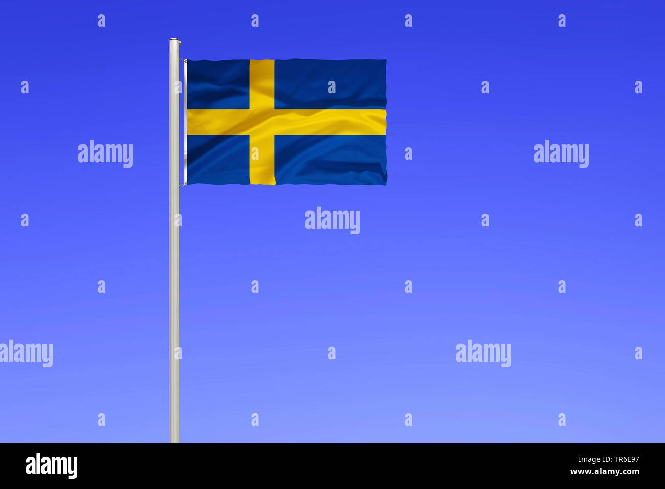 flag of Sweden against blue sky, Sweden Stock Photo - Alamy