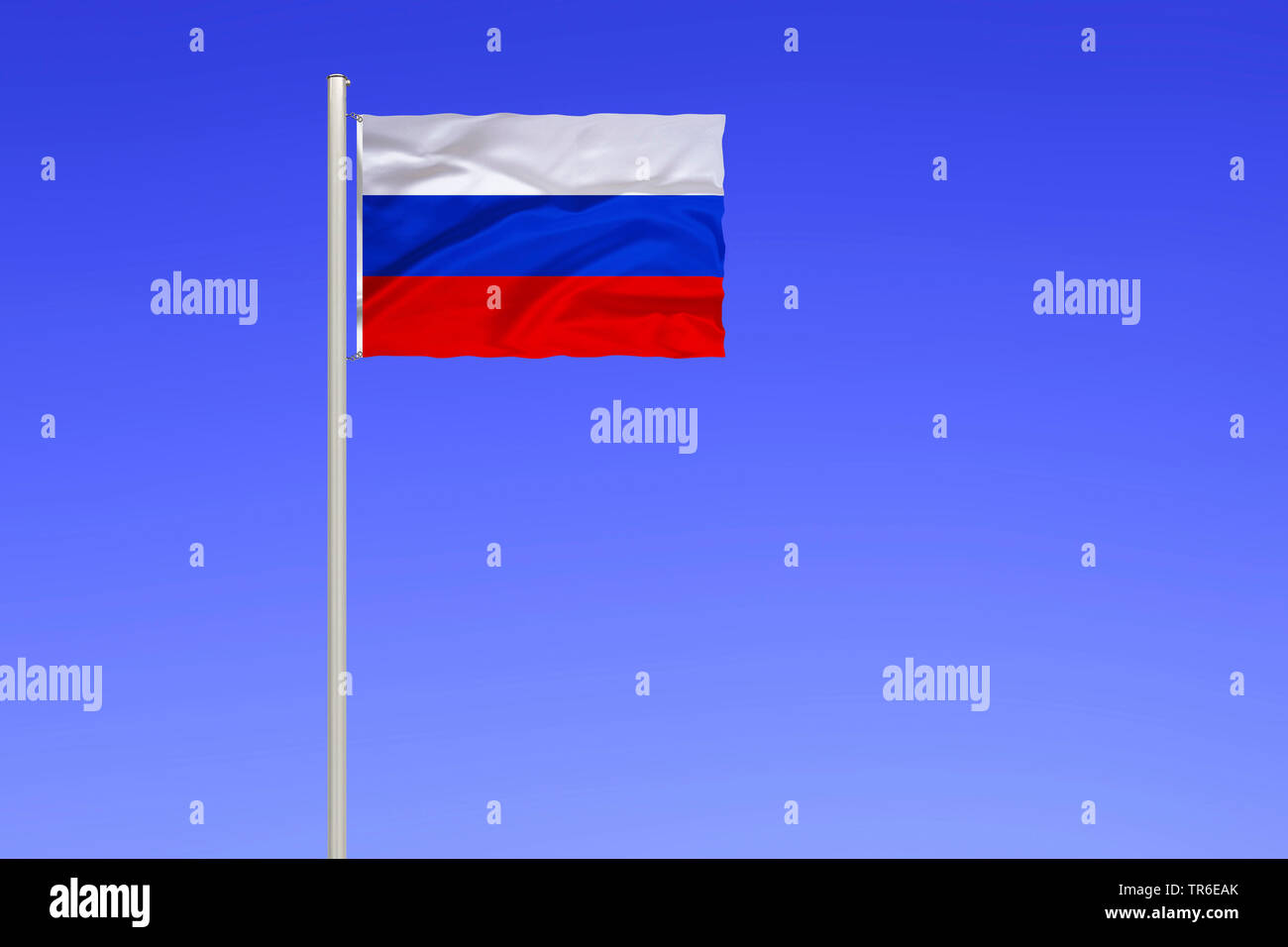 flag of Russia against blue sky, Russia Stock Photo - Alamy