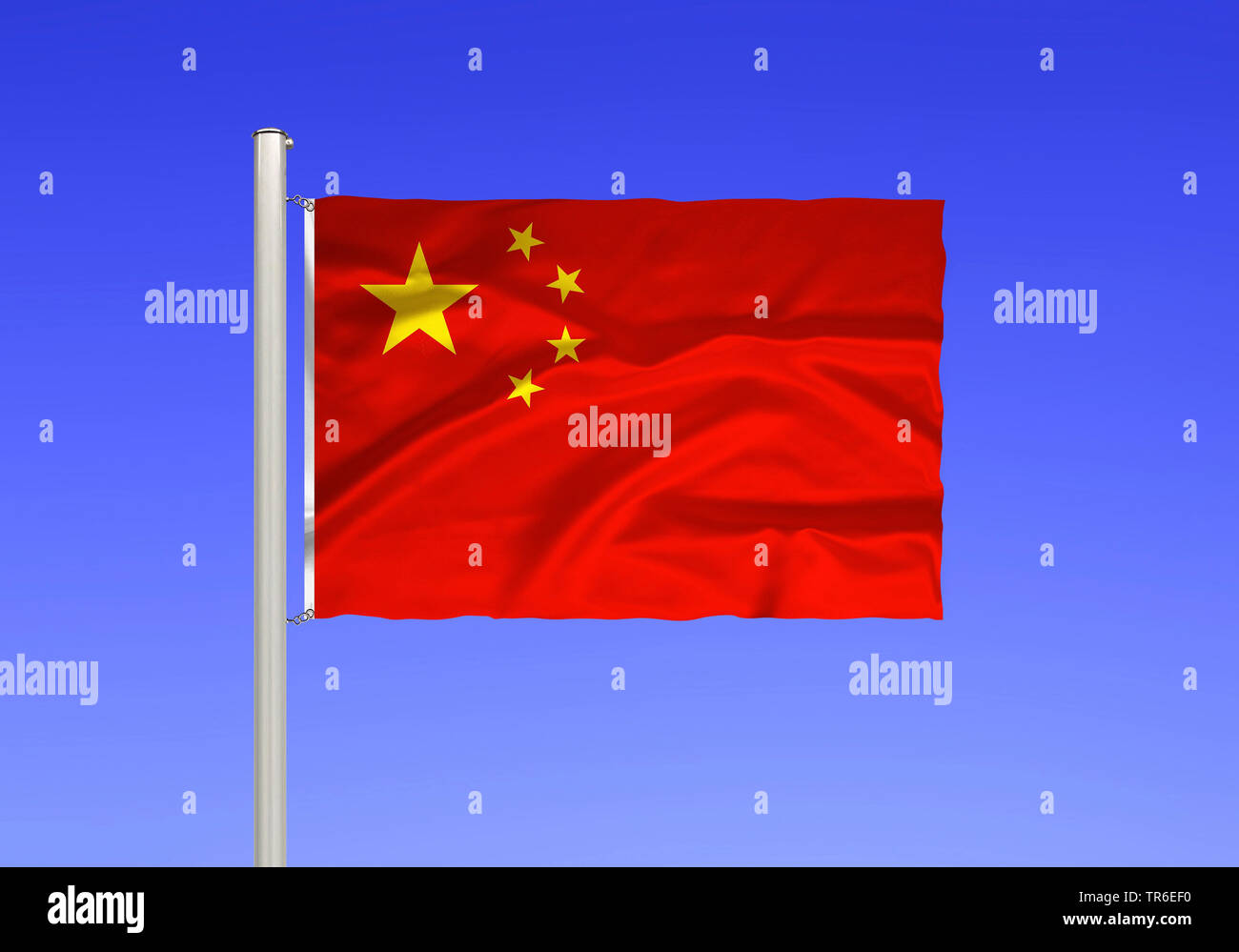 flag of China against blue sky, China Stock Photo - Alamy
