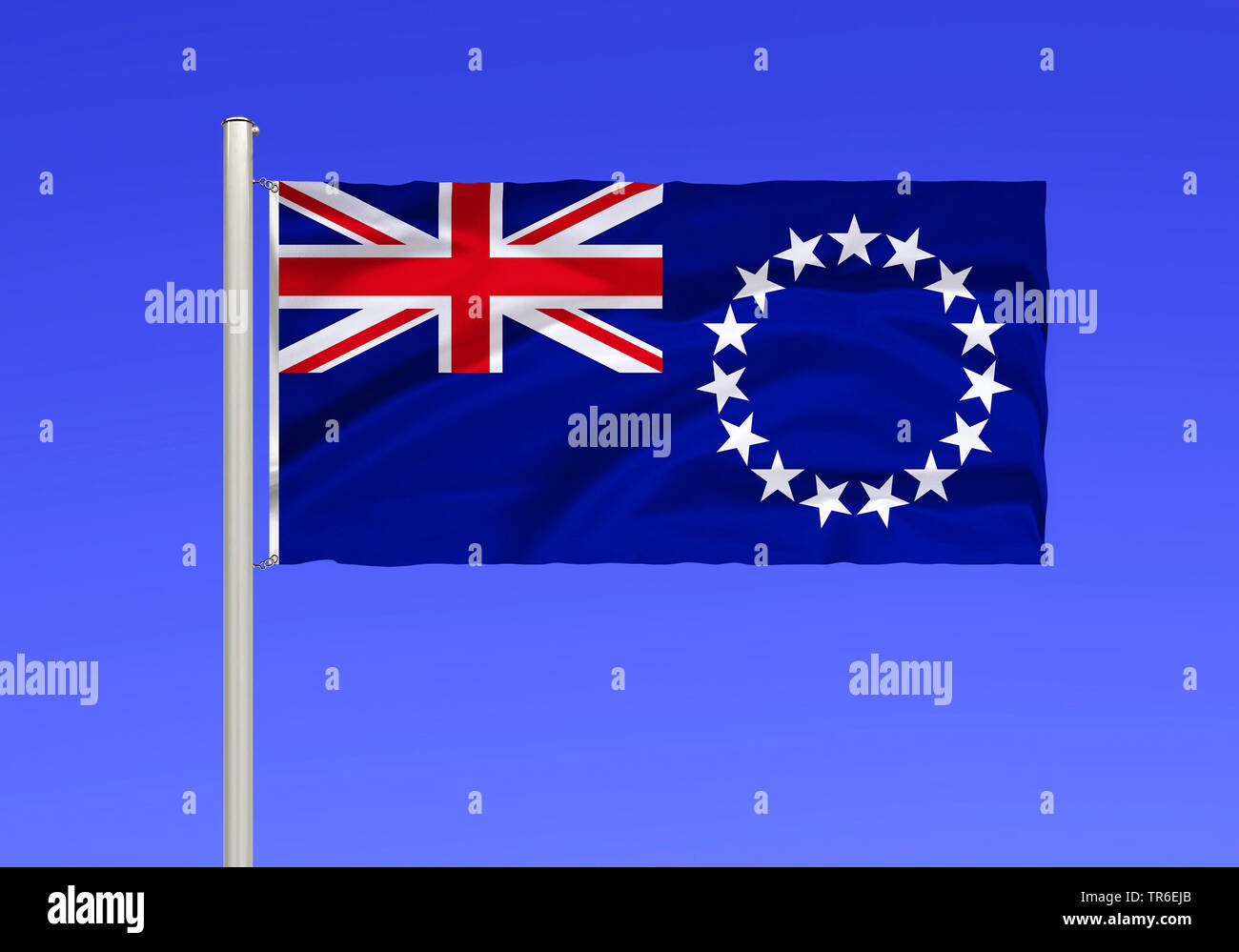 flag of the Cok Islands against blue sky, Cook Islands Stock Photo - Alamy