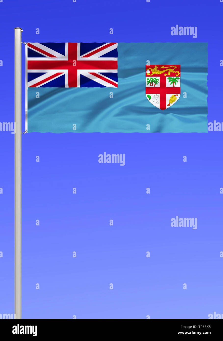 flag of Fiji against blue sky, Fiji Stock Photo - Alamy