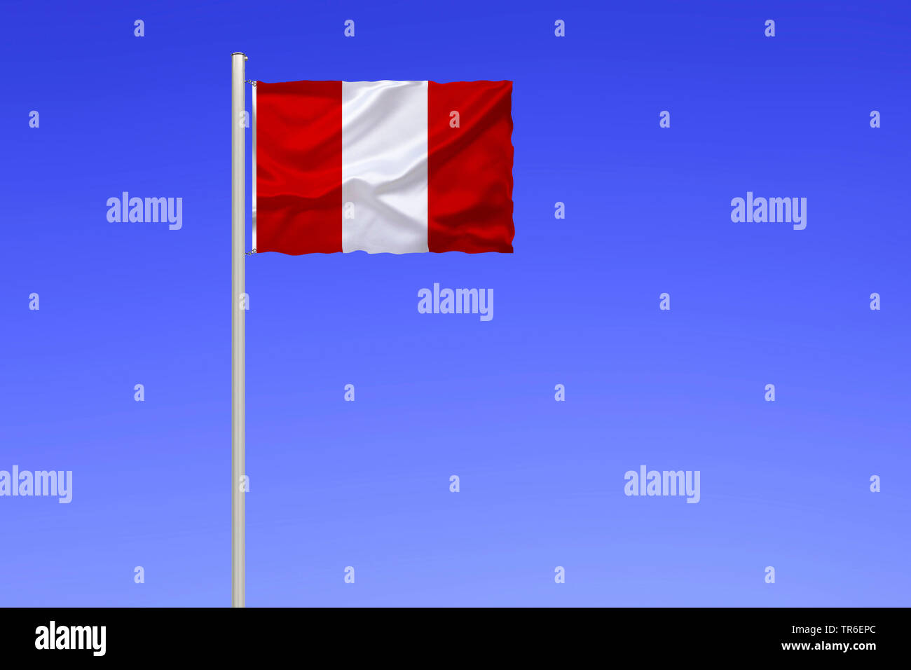 flag of Peru against blue sky, Peru Stock Photo - Alamy