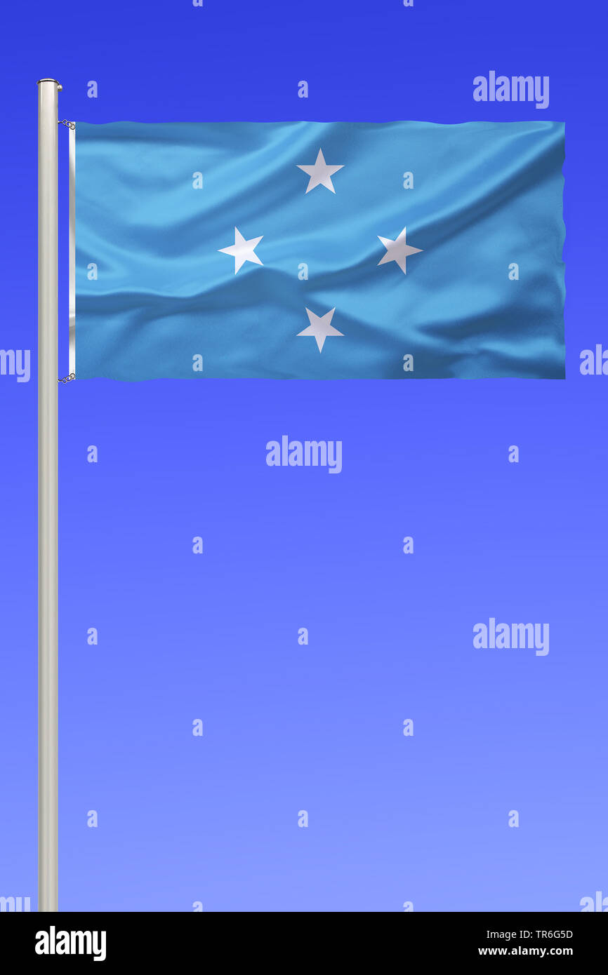 flag of Micronesia against blue sky, Federated States of Micronesia ...
