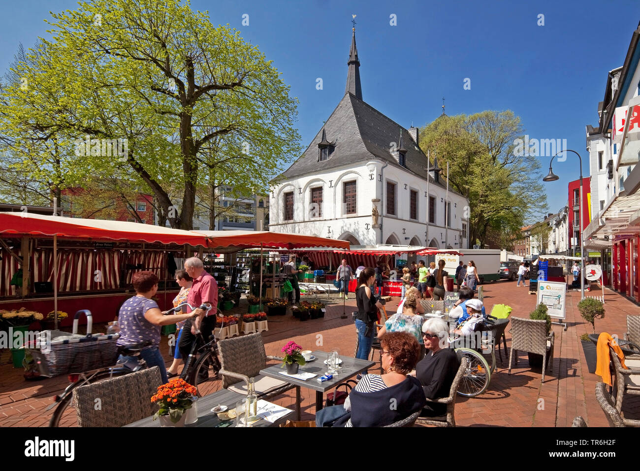 market and old townhall, Germany, North Rhine-Westphalia, Lower Rhine ...