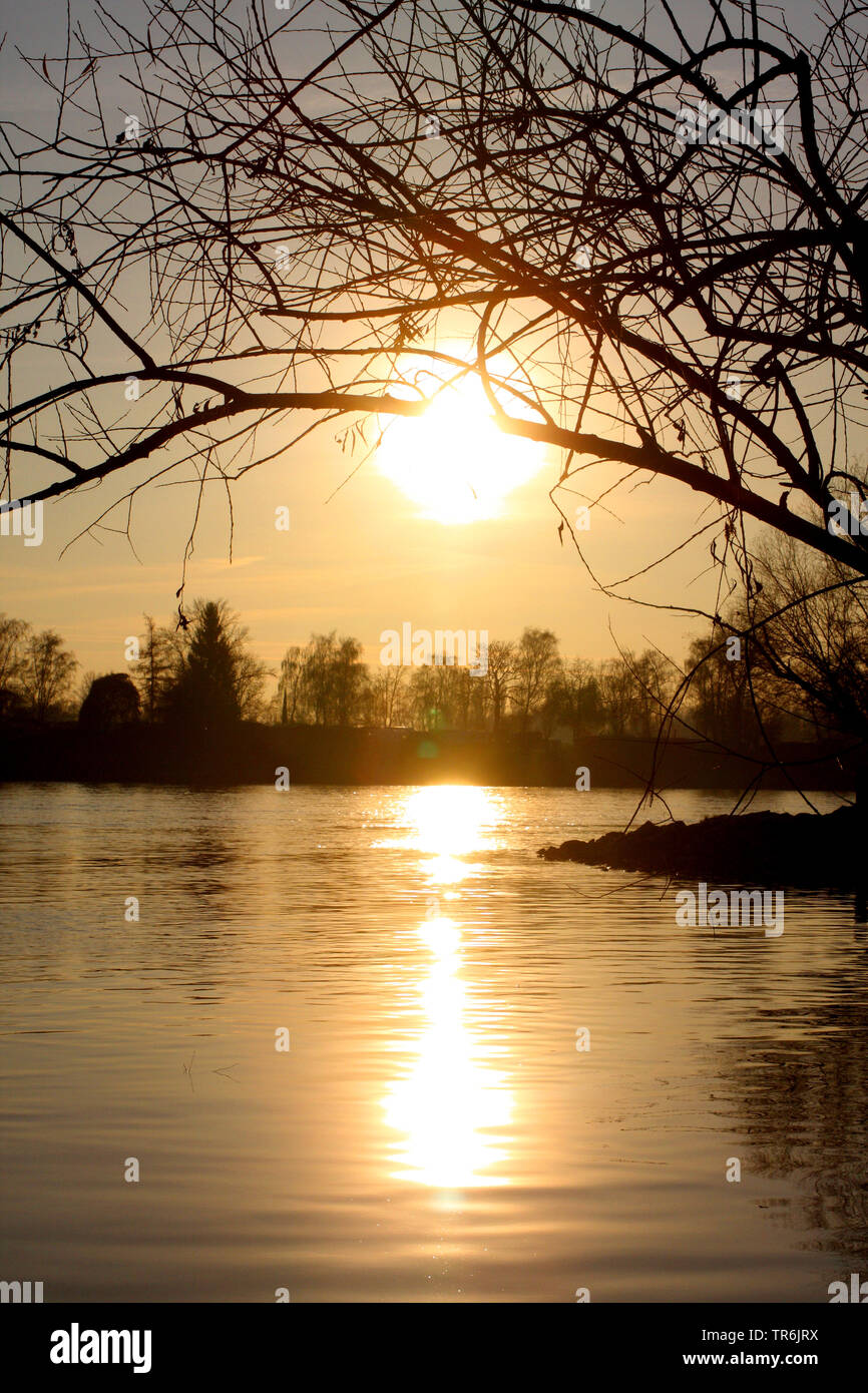 sunset at river Rhine, Germany Stock Photo - Alamy