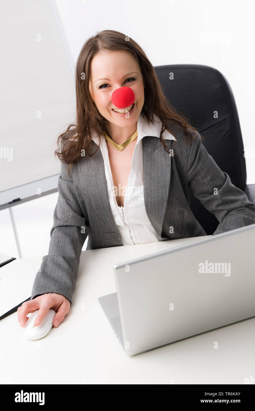 business woman with red nose Stock Photo - Alamy