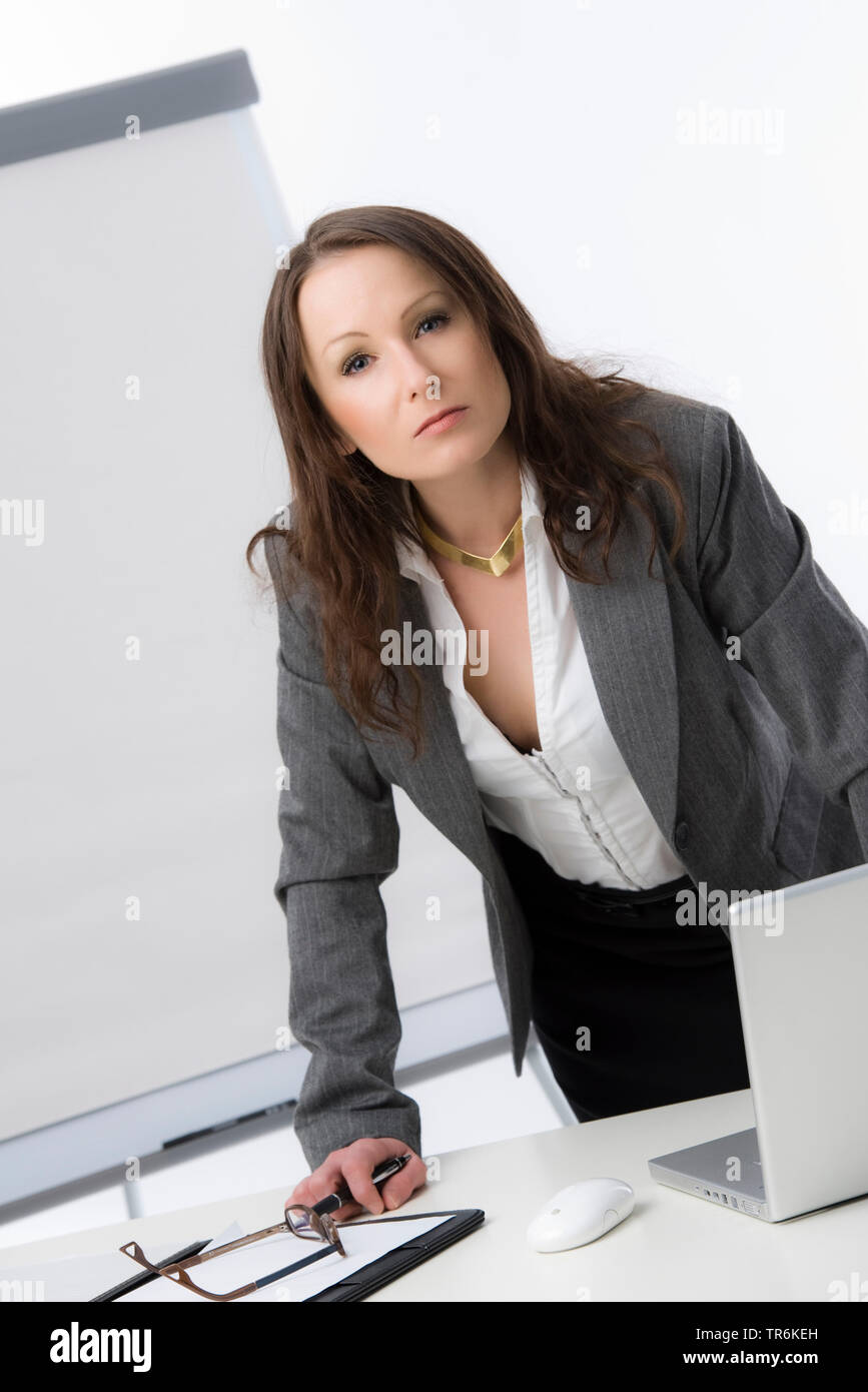 business woman with flip chart Stock Photo - Alamy
