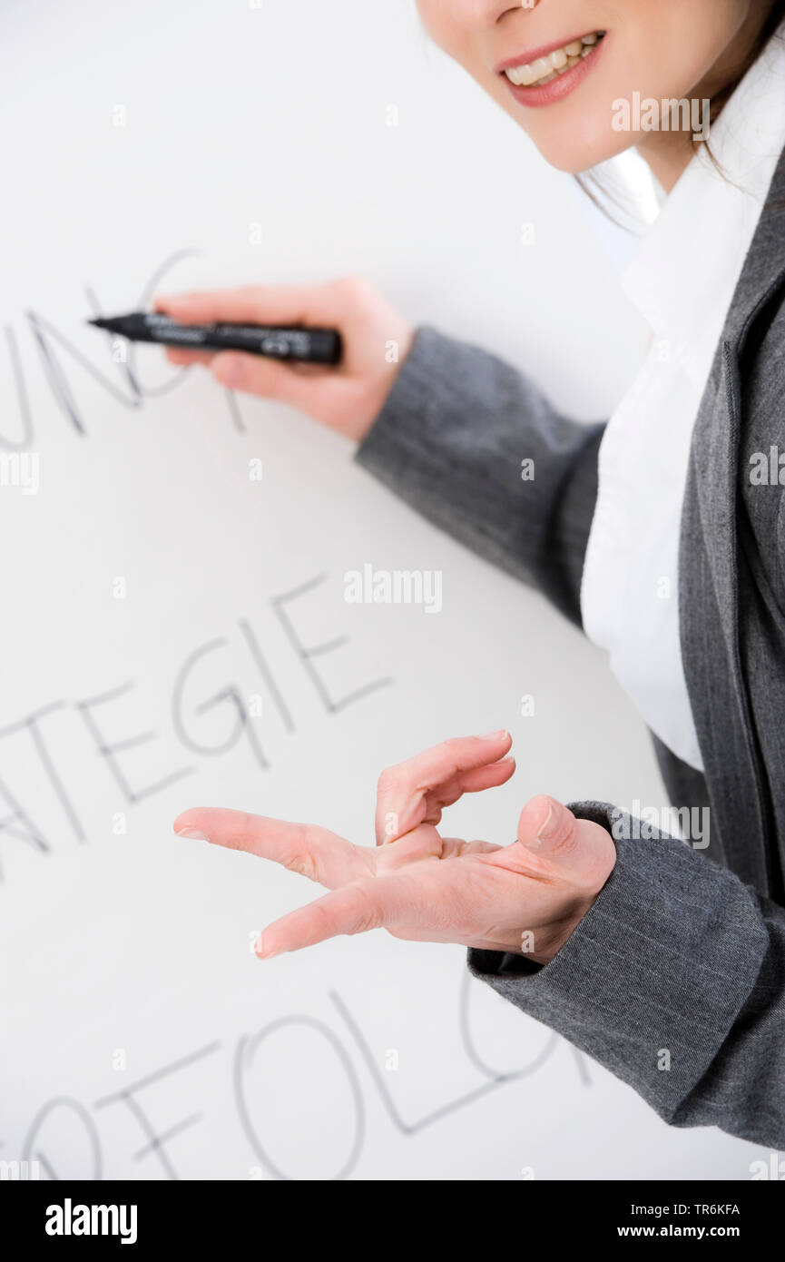 business woman with flip chart Stock Photo - Alamy