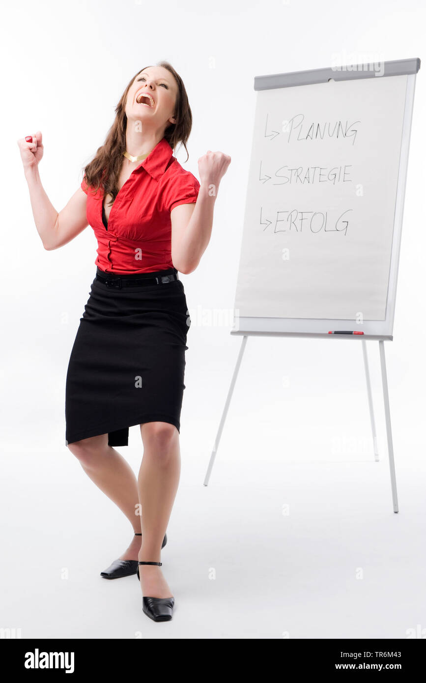 business woman with flip chart Stock Photo - Alamy