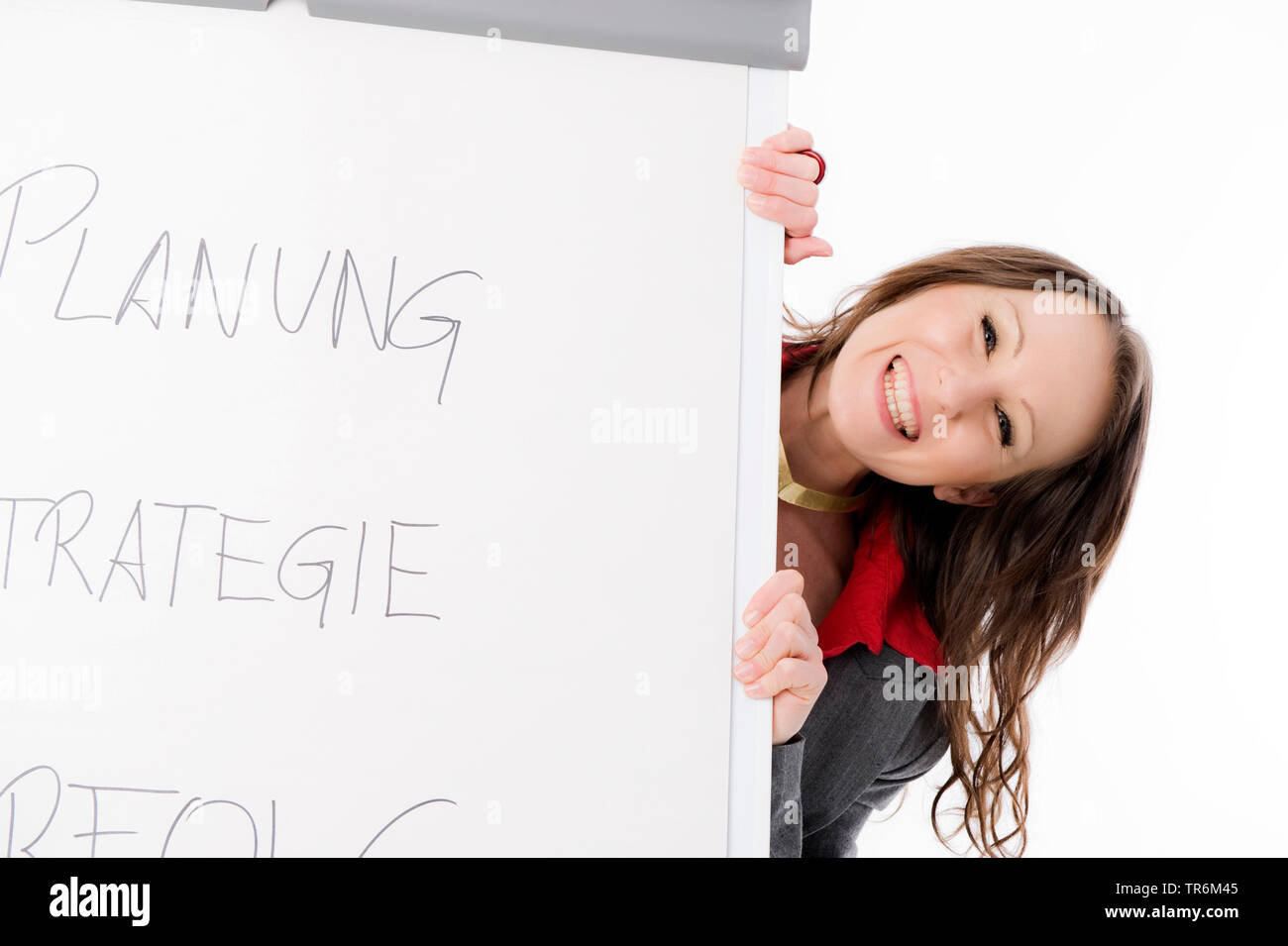 business woman with flip chart Stock Photo - Alamy