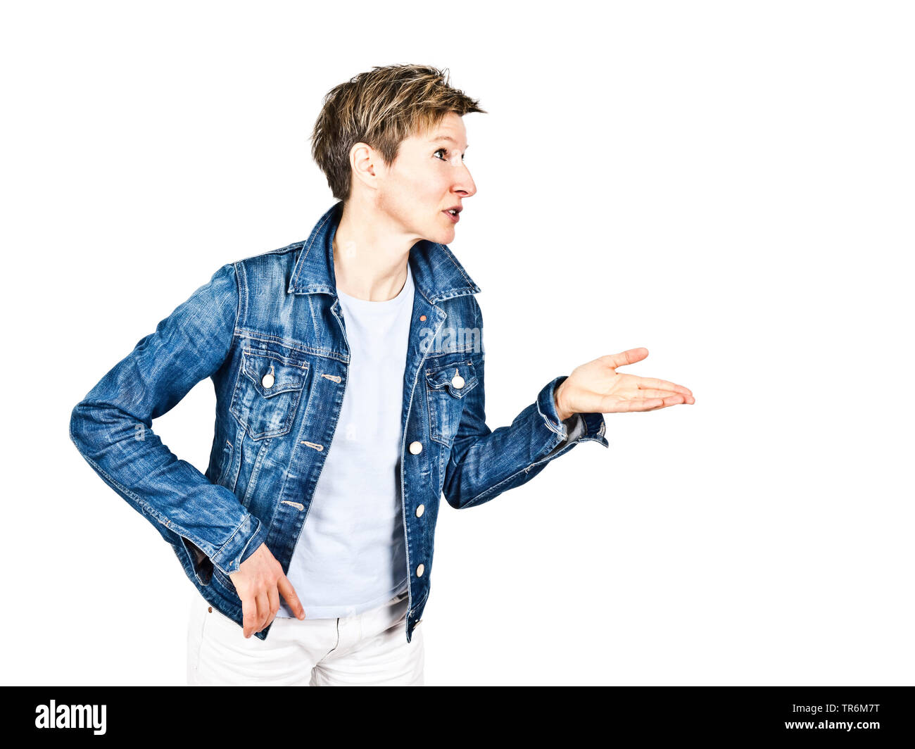 Beautiful woman talking gesturing hi-res stock photography and images ...