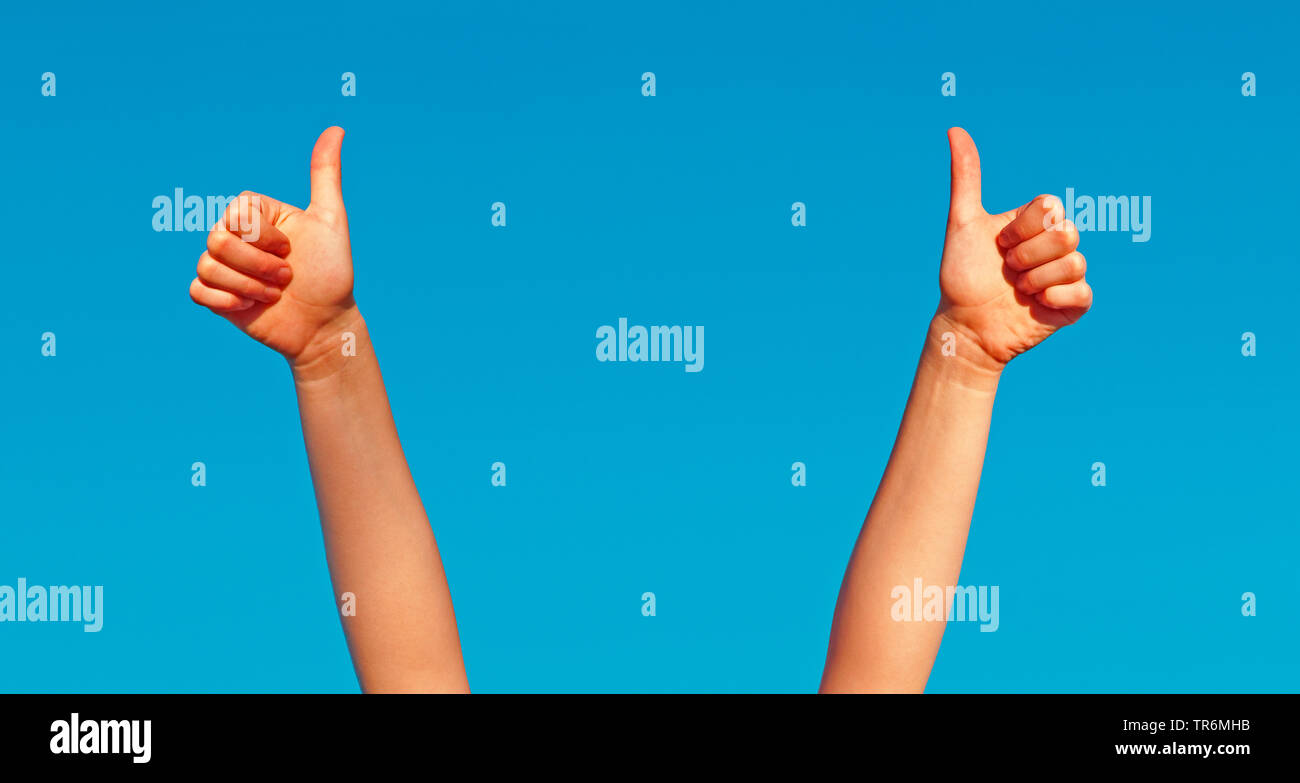 two hands, thumbs up Stock Photo - Alamy