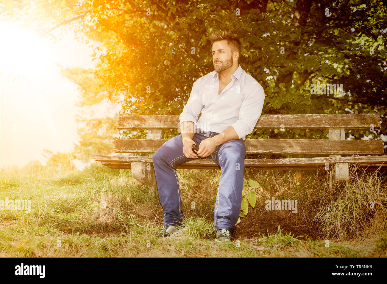 Wooden bench in well hi-res stock photography and images - Alamy
