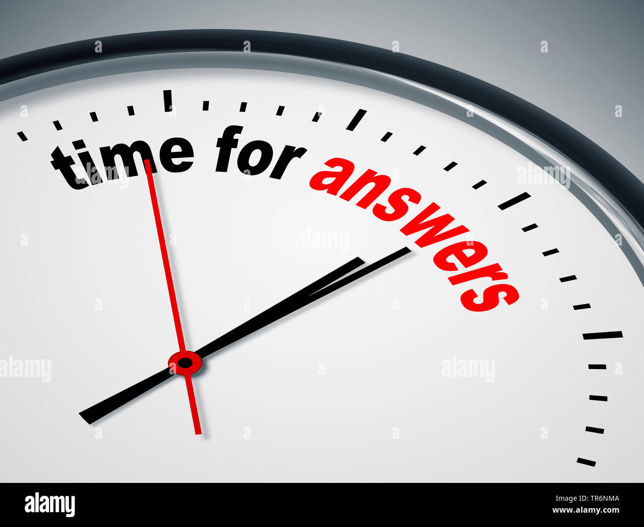 clock face with inscription time for answers Stock Photo - Alamy
