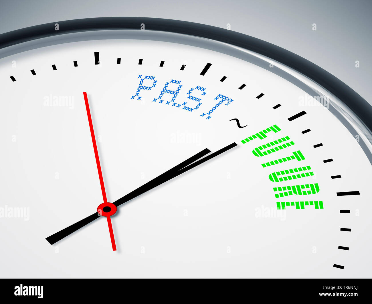 clock face with inscription past - future Stock Photo - Alamy