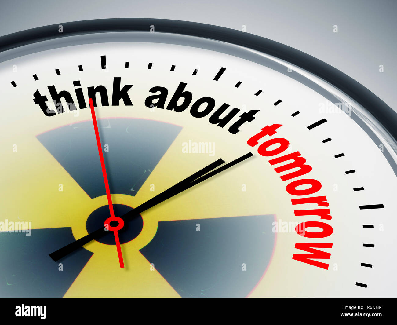 clock face with inscription think about tomorrow Stock Photo - Alamy