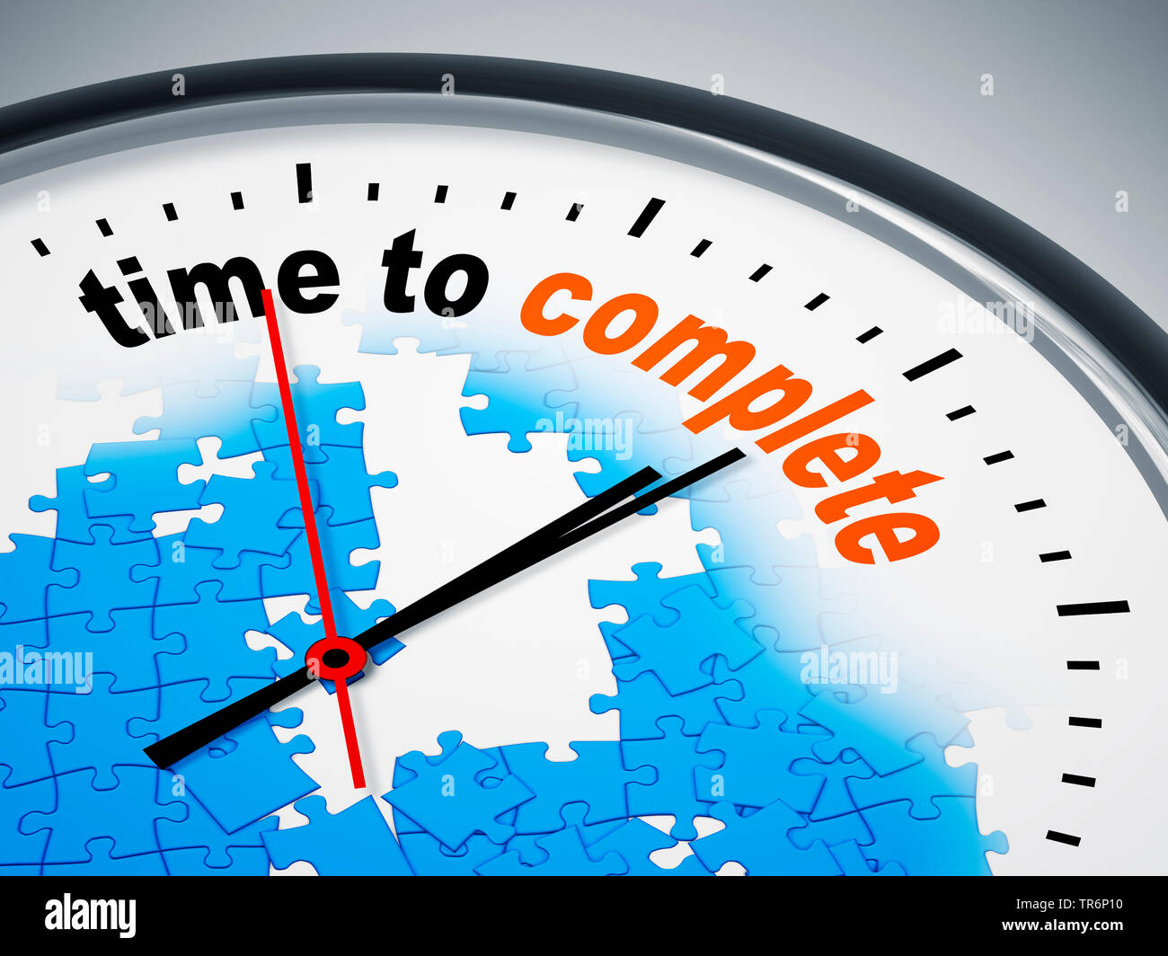 clock face with inscription Time to complete Stock Photo - Alamy