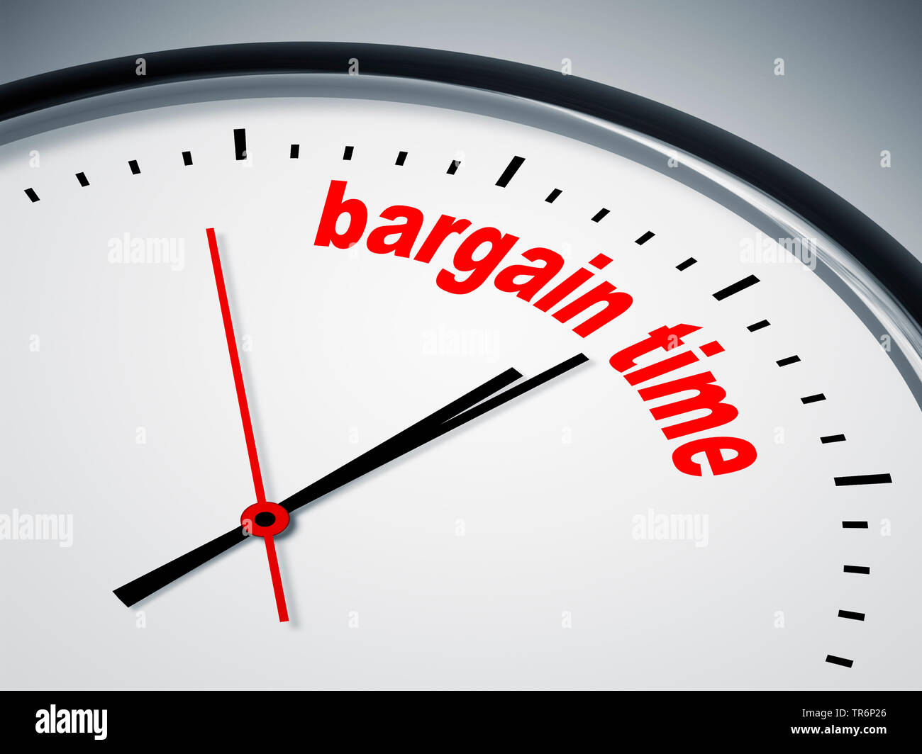 clock face with inscription bargain time Stock Photo - Alamy