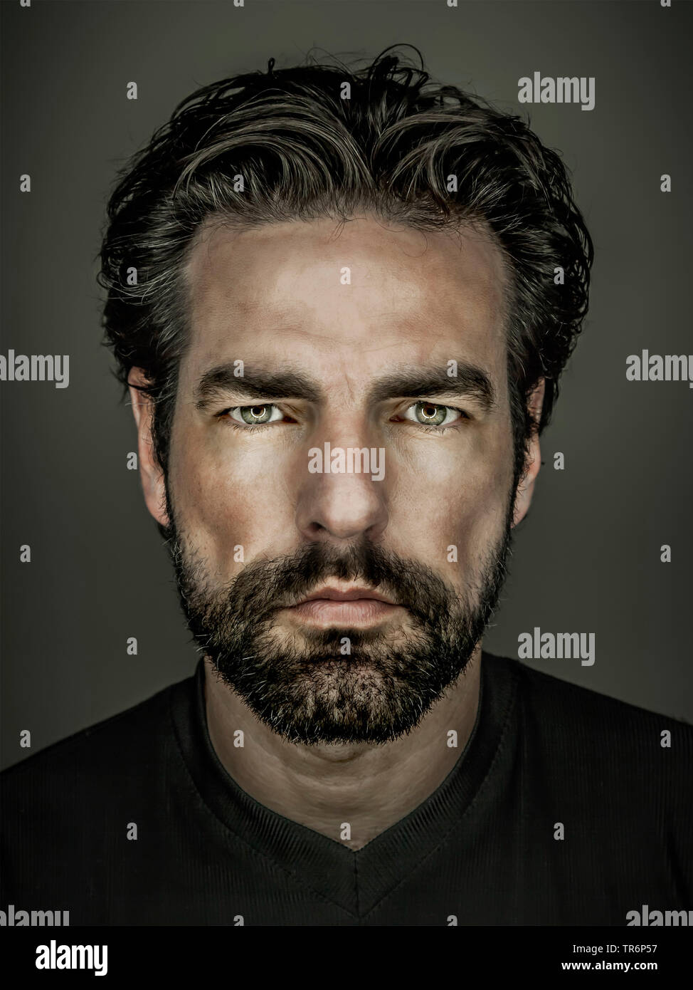 portrait of a man with beard, digitally alienated, Germany Stock Photo ...