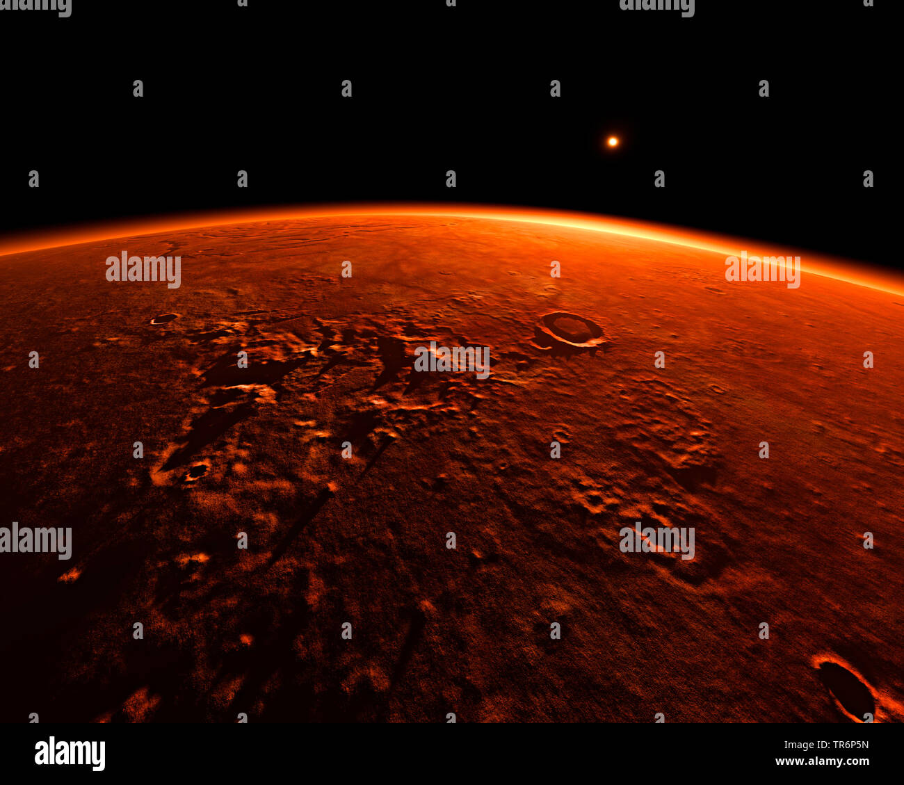 red planet Mars in deep space, virtual worlds, computer graphic Stock ...