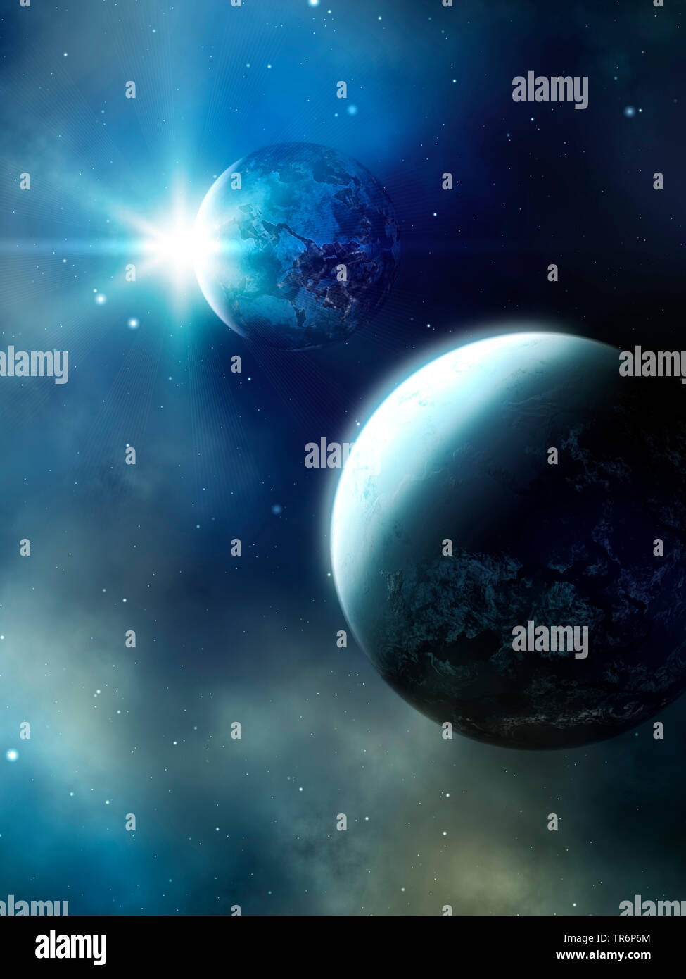 planets in deep space, virtual worlds, computer graphic Stock Photo - Alamy
