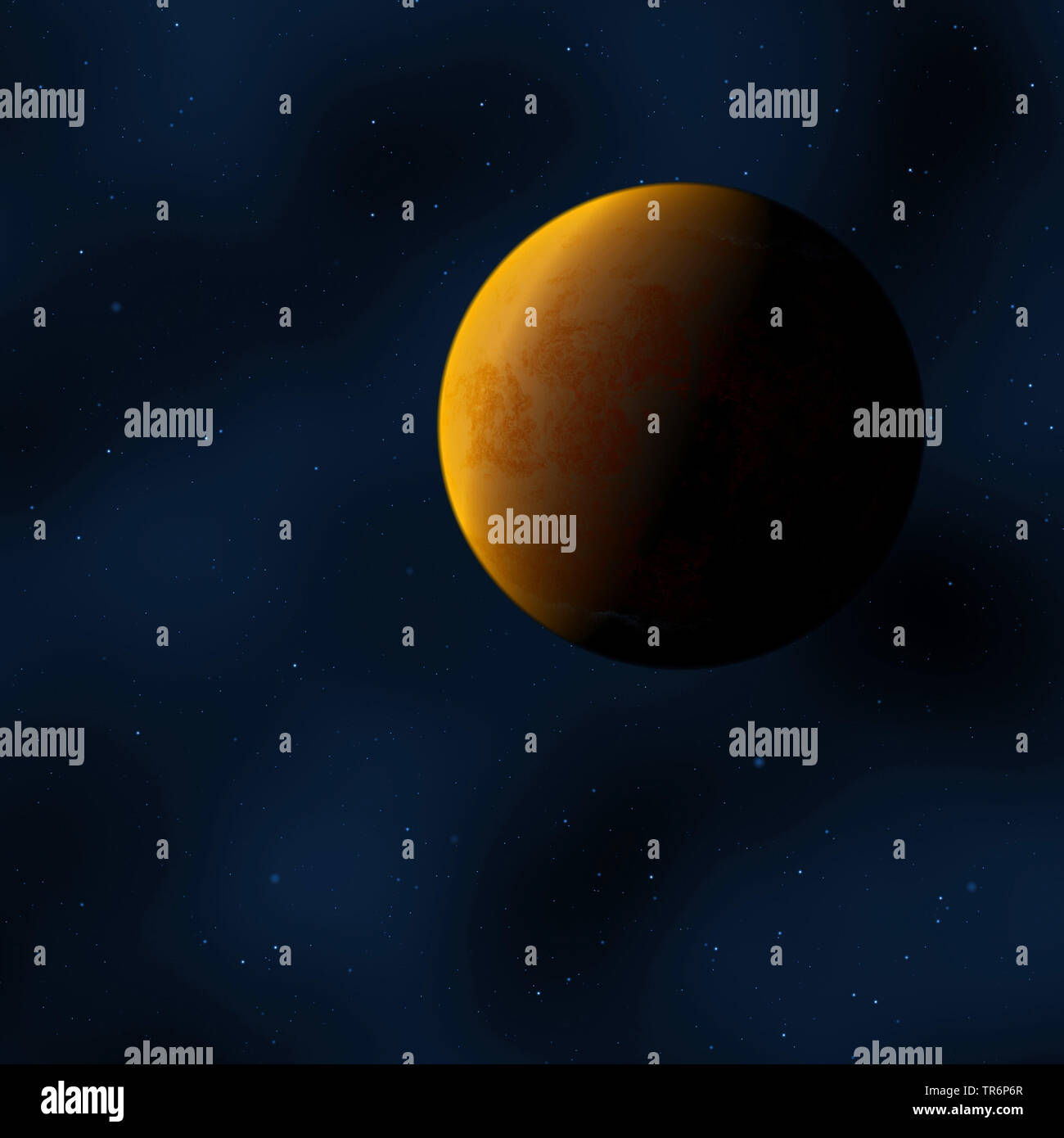 yellow planet in deep space, virtual worlds, computer graphic Stock ...