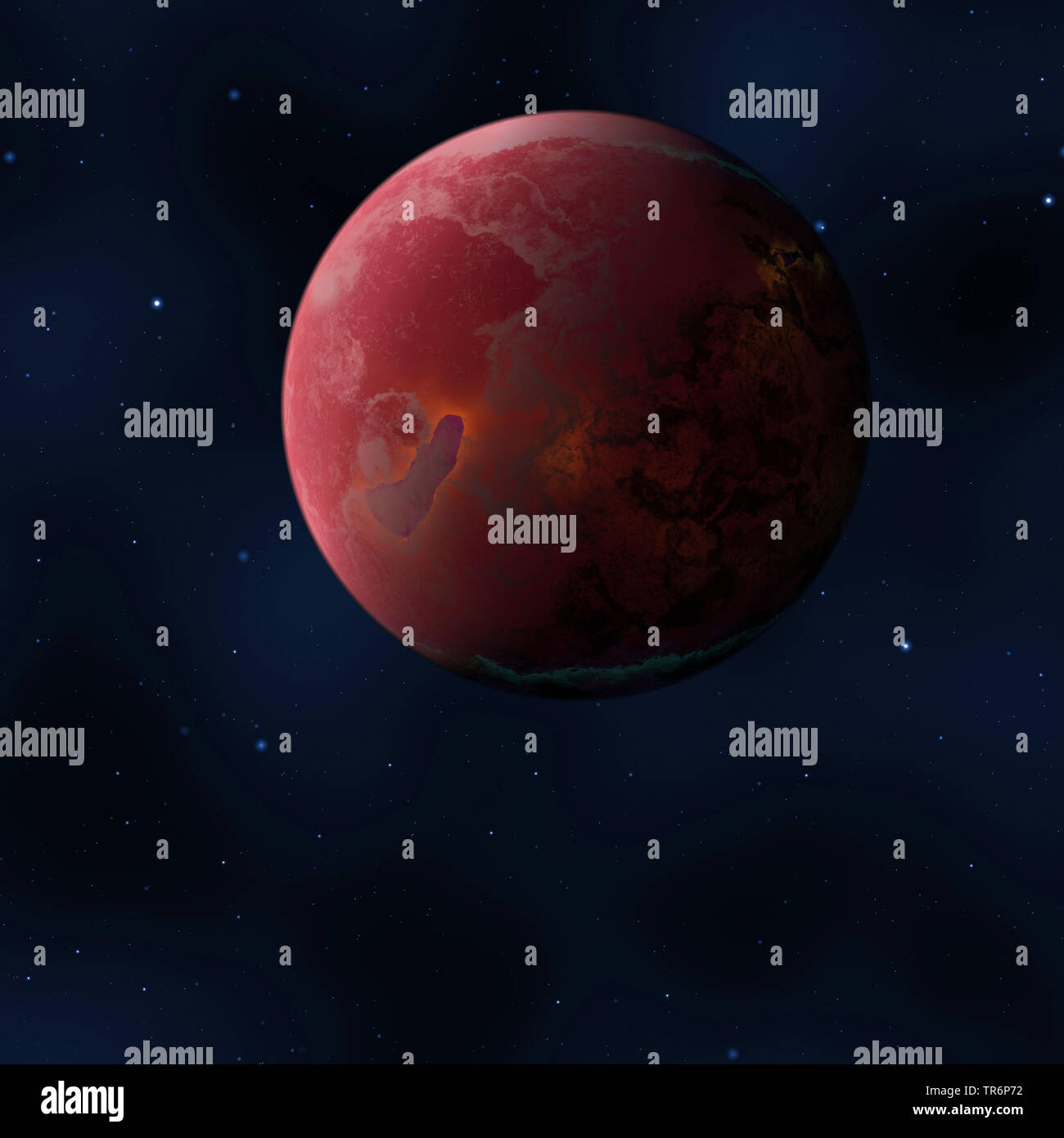 red planet in deep space, virtual worlds, computer graphic Stock Photo ...