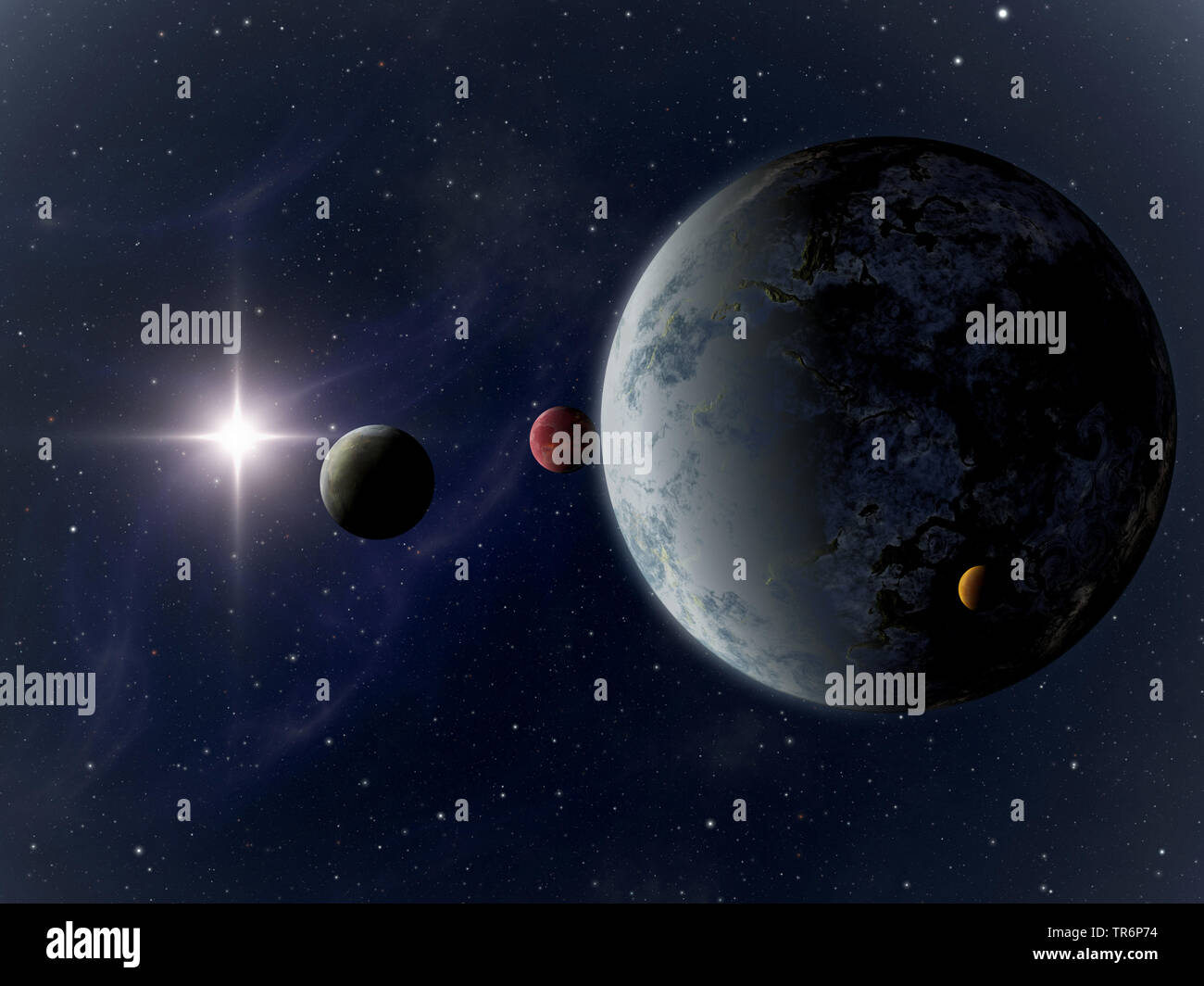 planets in deep space, virtual worlds, computer graphic Stock Photo - Alamy
